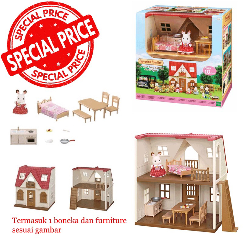 Jual Mainan anak sylvanian Families Red Roof Cosy Cottage rumah kelinci ...