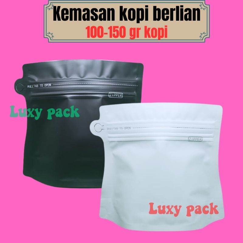 Jual Standing Pouch Trapesium White/black 100 gr kopi / Diamond Berlian ...