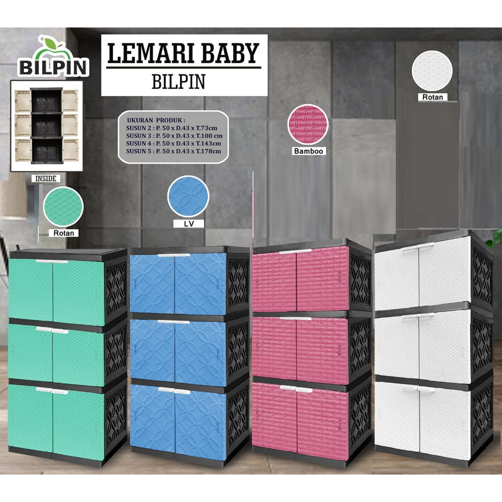 Jual AKAKO Lemari Plastik Baby Bilpin Rotan Minimalis MURAH 3 susun ...
