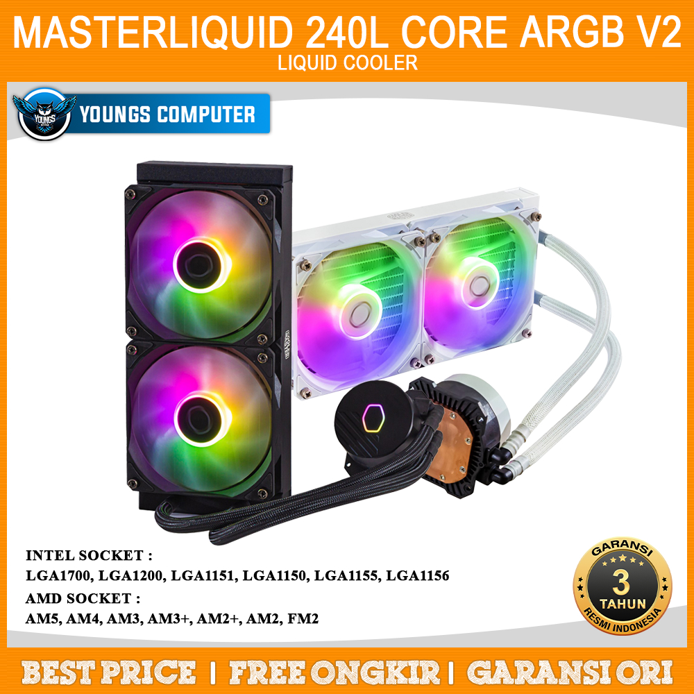 Jual Cooler Master MasterLiquid 240L Core ARGB Black / White | AIO ... Jual Cooler Master MasterLiquid 240L Core ARGB Black / White | AIO ...