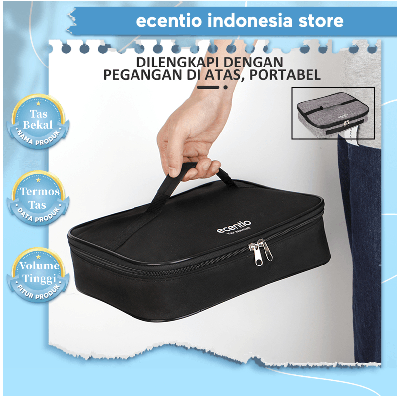 Jual ecentio tas bekal lunch bag Isolasi panas dan dingin tas tote ...