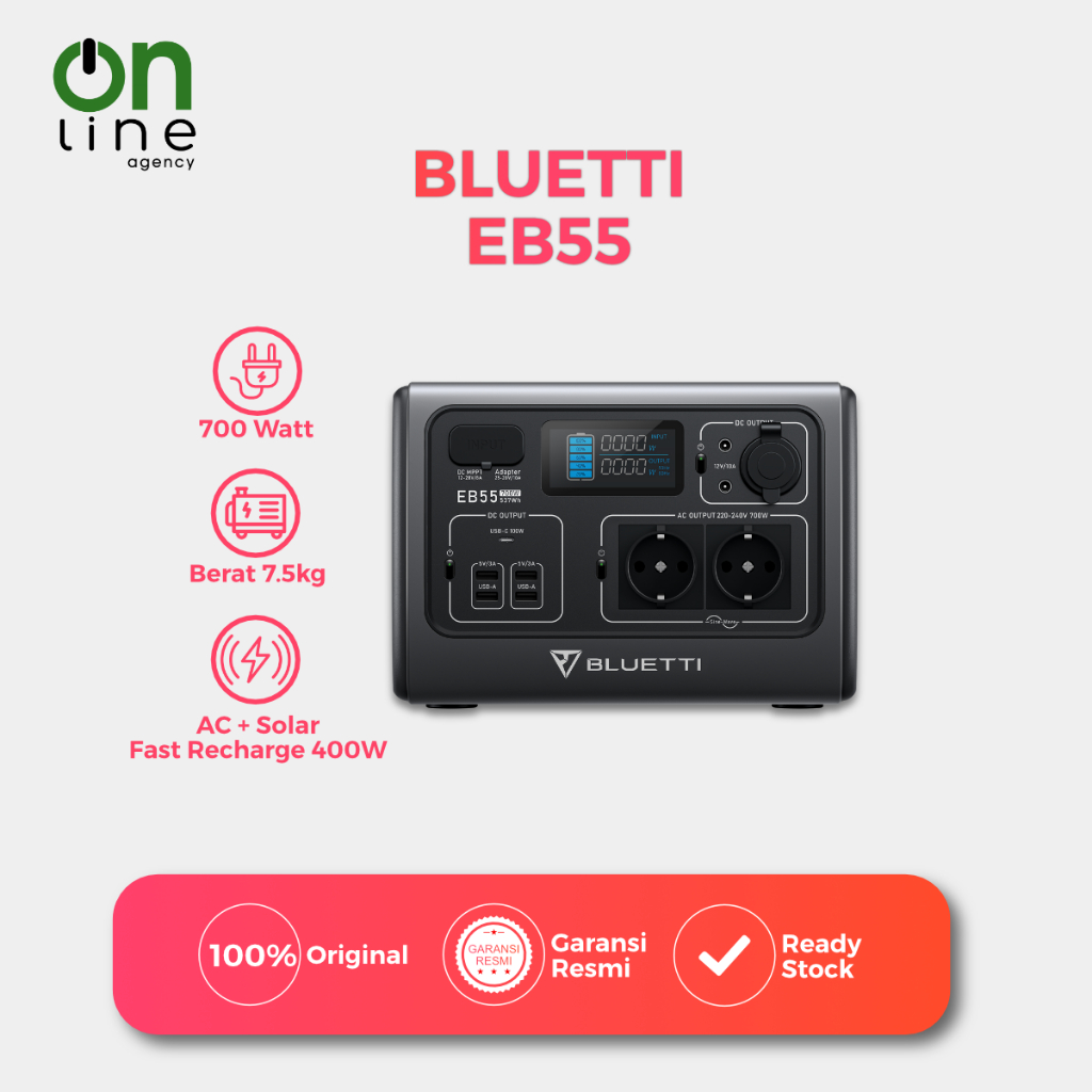 Jual BLUETTI EB55 Portable Power Station | 700W 537Wh | Shopee Indonesia