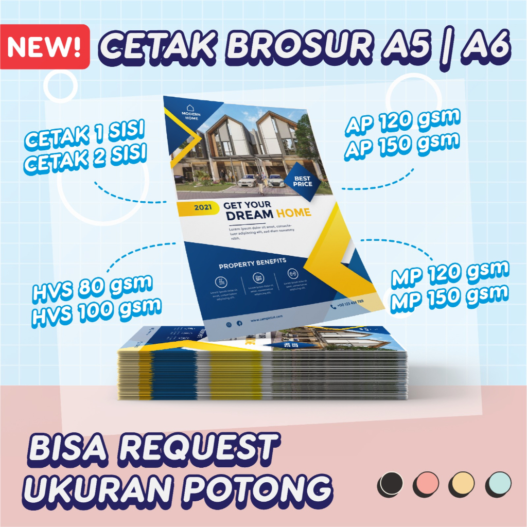 Jual Cetak Brosur Custom A5 1 Sisi Leaflet Promosi 2 Sisi A6 | Shopee Indonesia
