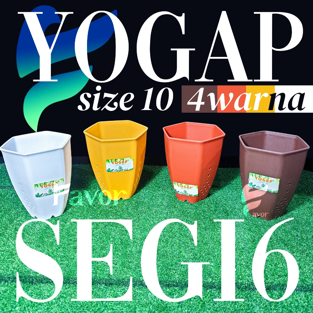 Jual Pot Bunga Yogap Segi 6 (4 Warna ) Ukuran 10 | Shopee Indonesia