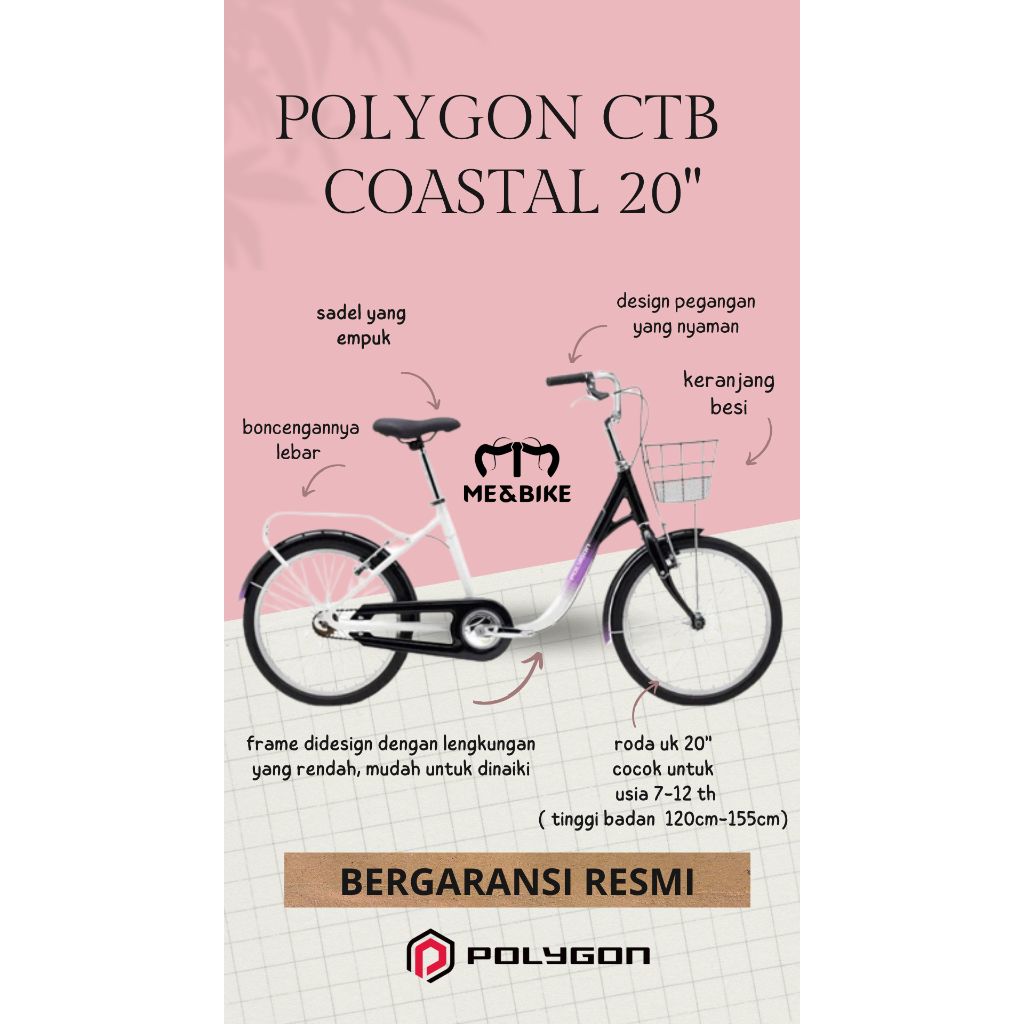 Jual SEPEDA ANAK PEREMPUAN MINI CITYBIKE CTB POLYGON 20 COASTAL | Shopee Indonesia