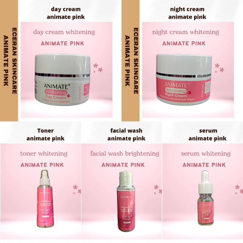 Jual Eceran Animate Skincare pink whitening / hijau acne / biru skin ...