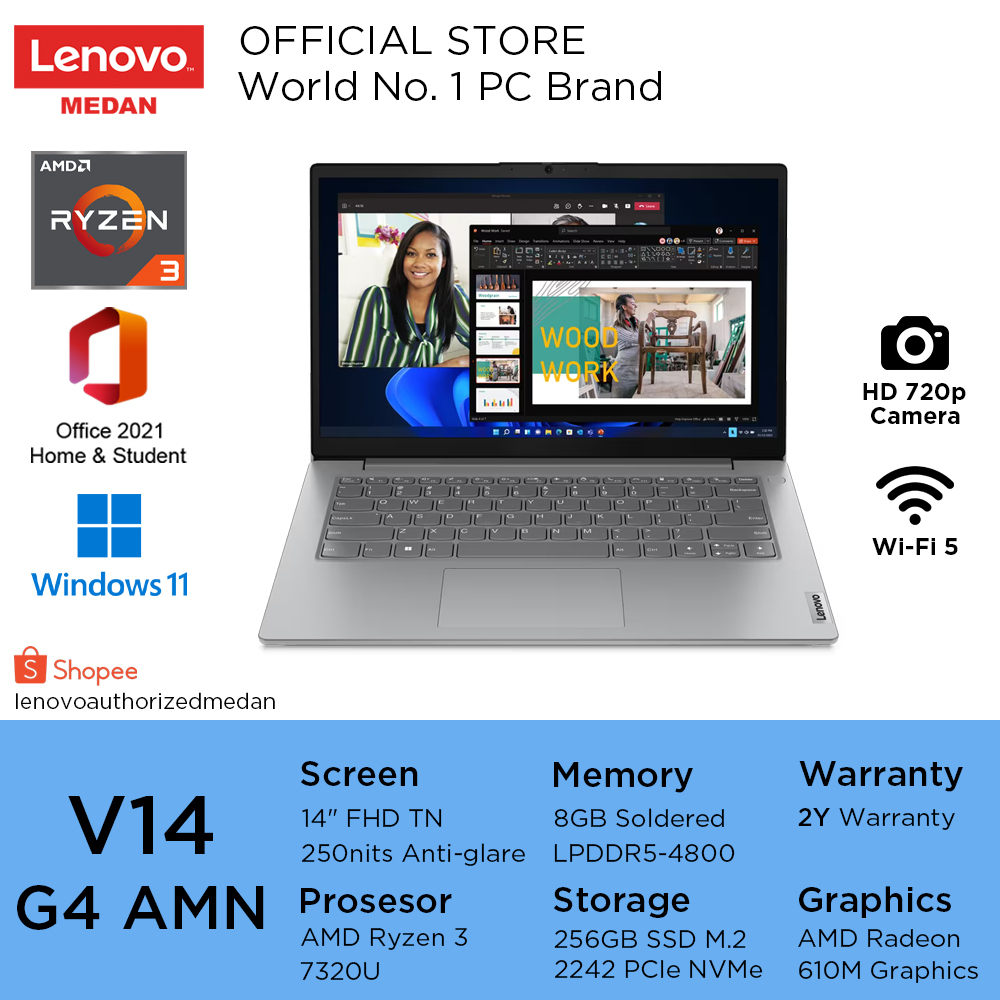 Jual Lenovo V14 G4 AMN 0FID, AMD R3-7320U/8GB/256GB/W11HSL+OHS2021 ...