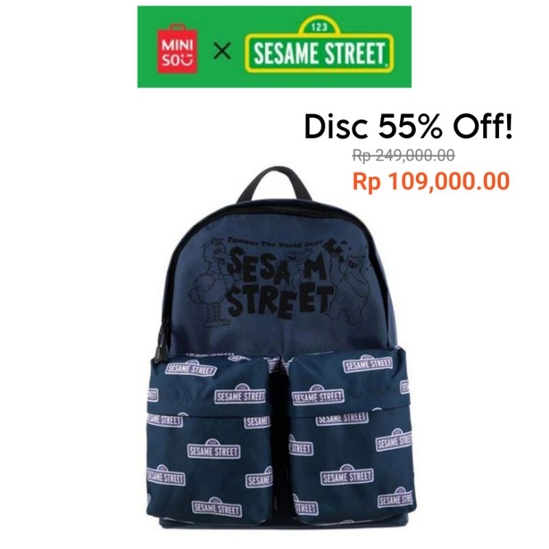 Jual Miniso X Sesame Street Backpack Ransel Unisex Branded Original ...