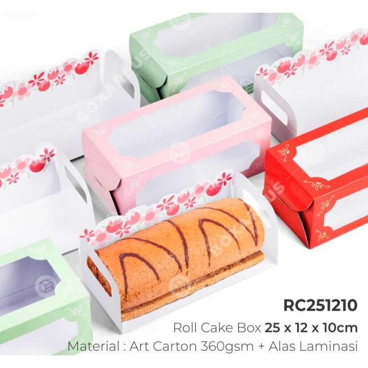 Jual Dus Roll Cake 25x12 Flower / Kemasan Packaging Kue Bolu Gulung ...
