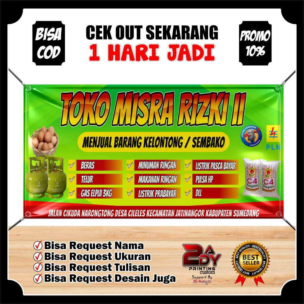 Jual [BISA COD] Spanduk Banner TOKO KELONTONG/SEMBAKO/MADURA/WARUNG. BISA Desain Sendiri Dan ...