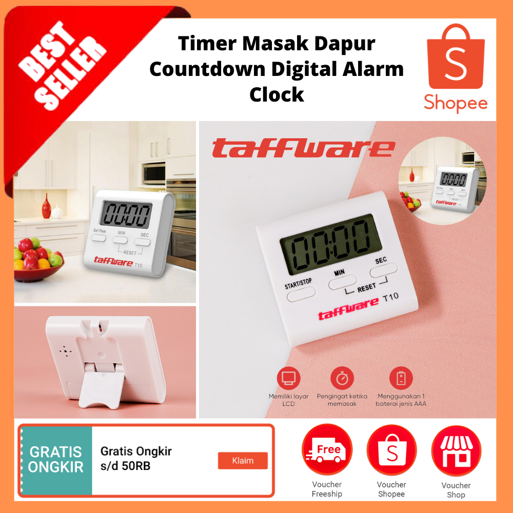 Jual Timer Masak Dapur Countdown Digital Alarm Clock / Timer Memasak ...