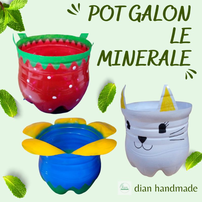 Jual Kerajinan Tangan Pot Tanaman Pot Galon Leminerale Le minerale Daur ...