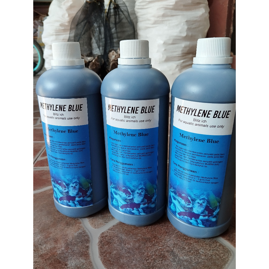 Jual METHYLENE METHYLINE BLUE OBAT PENYAKIT IKAN SAKIT WHITE SPOT 1 Liter | Shopee Indonesia