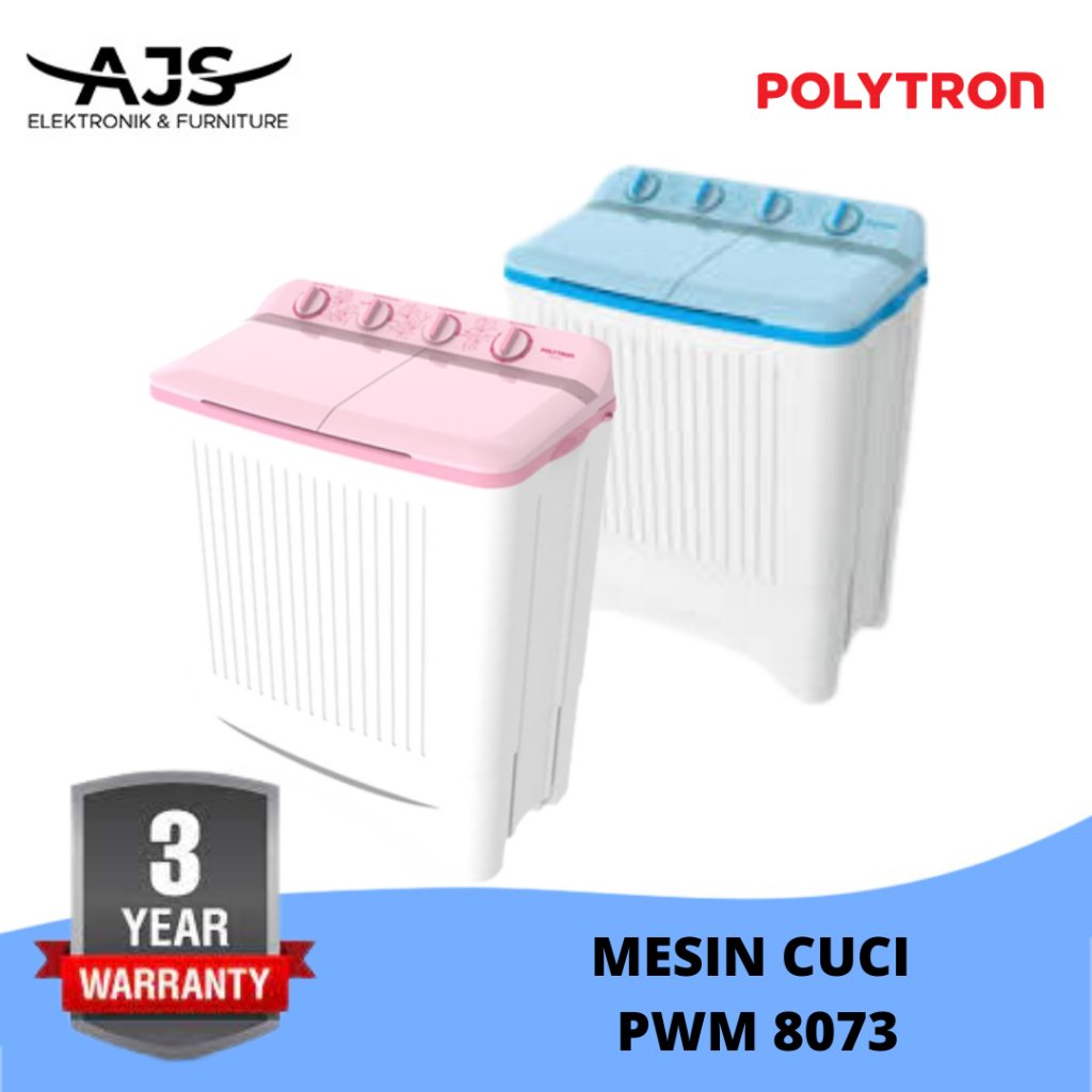 Jual POLYTRON PWM 8073 B BLUE MESIN CUCI SEMI AUTO 8 KG / PWM8073B ...