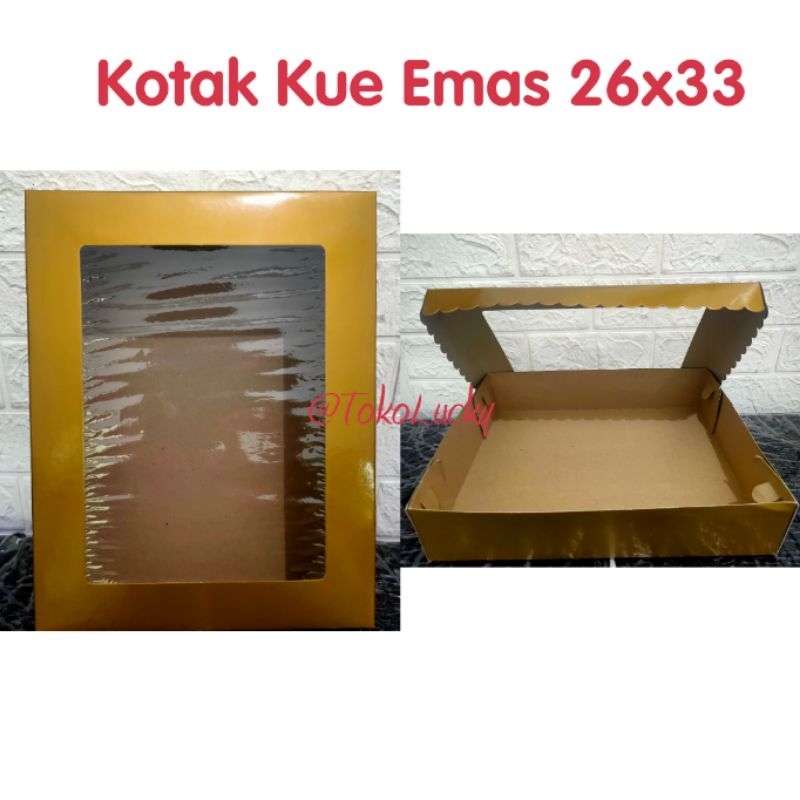 Jual Kotak Kue Emas 26x33 // Kotak Ke Emas ( Harga Satuan) | Shopee ...