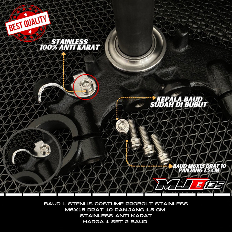 Jual BAUT BAUD L STENLIS STAINLIS KLEMAN KLEM SLANG REM SEGITIGA BAWAH ...