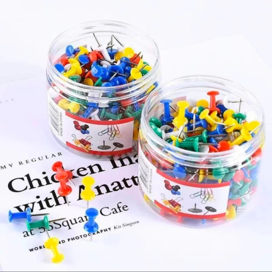 Jual KK PUSH PIN / JARUM TEKAN / PAKU PIN WARNA WARNI PER 100PCS ...