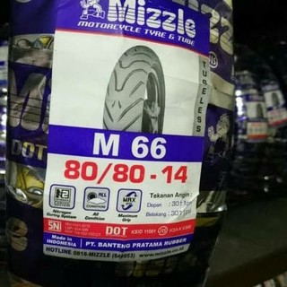 Jual Ban mizzle tubeless 80/80-14 m66 m 66 - m77 m 77 (1 ban) | Shopee ...