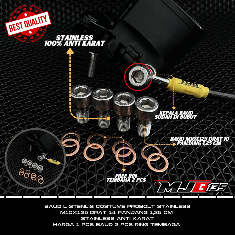 Jual BAUT BAUD L STAINLESS BANJO MASTER REM DAN KALIPER DRAT KASAR ...