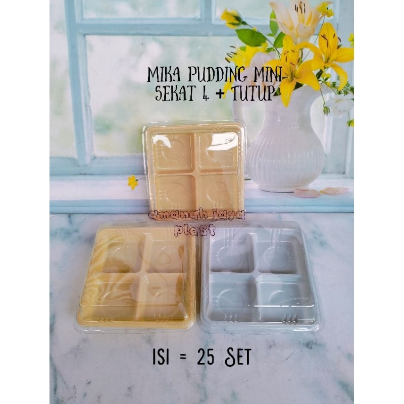 Jual TERSEDIA HARGA GROSIR(25Set) Mika Puding Mini Sekat 4 + Tutup ...