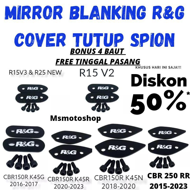 Jual MIRROR BLANKING R&G COVER TUTUP SPION R15 V2 V3 V4 R25 CBR K45N ...