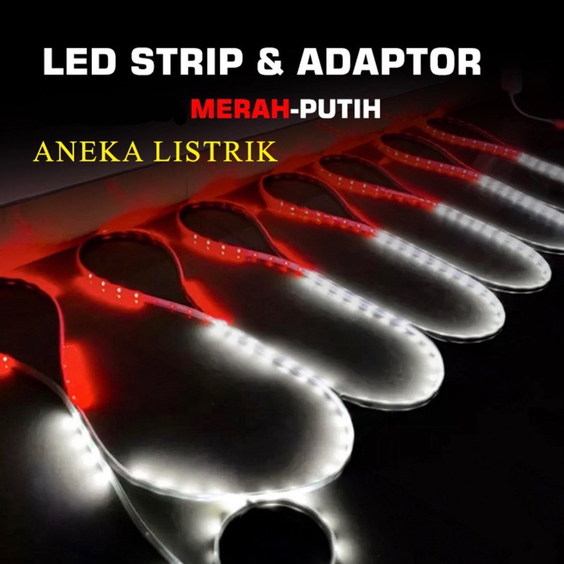 Jual LAMPU LED STRIP SELANG WARNA WARNI 3528 2835 220V + ADAPTOR ...