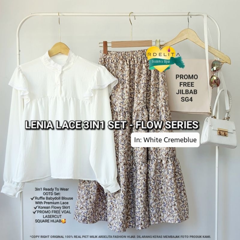Jual Lenia Lace 3in1 Set Premium OOTD Korean Style Terbaru Setelan rok wanita korea Baju stelan ...