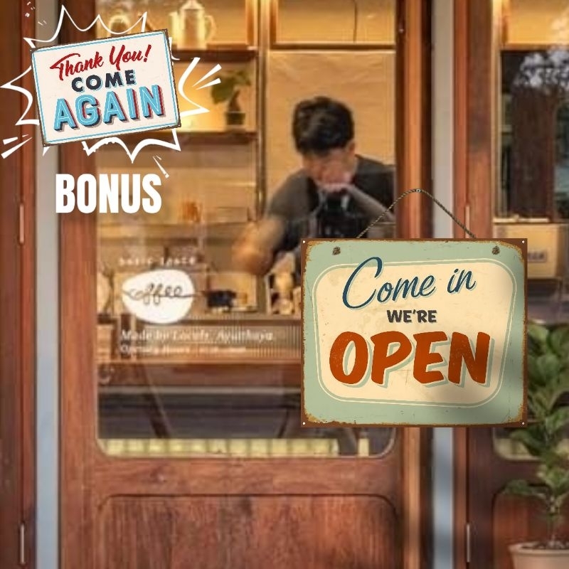 Jual OLDIES PAJANGAN SIGN OPEN CLOSE TOKO CAFE WARUNG KOPI VINTAGE ...