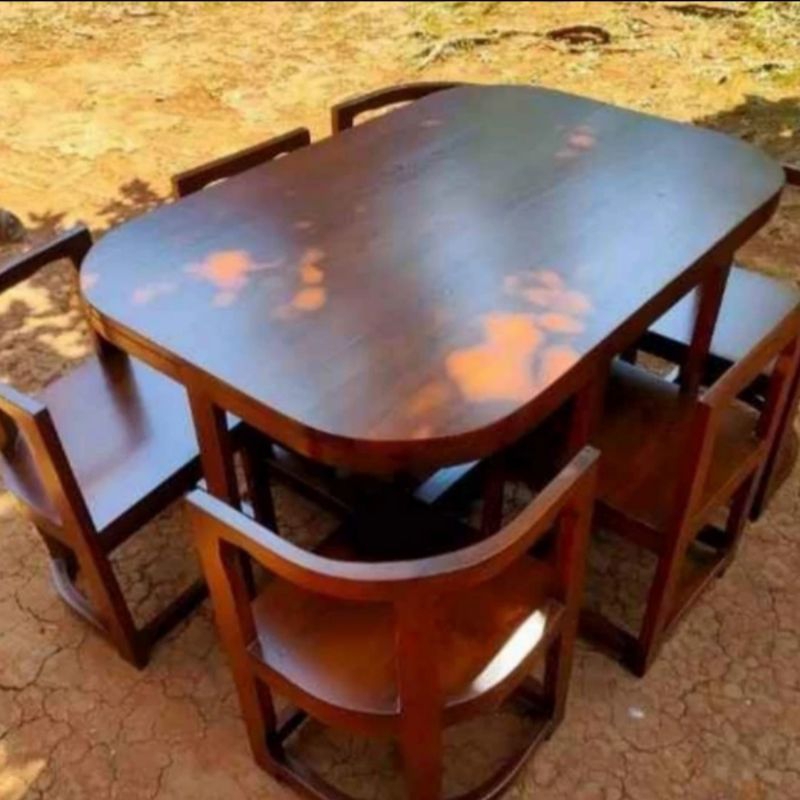 Jual Meja Makan Oval Kayu Jati - Set Kursi Makan Minimalis Jati | Shopee Indonesia