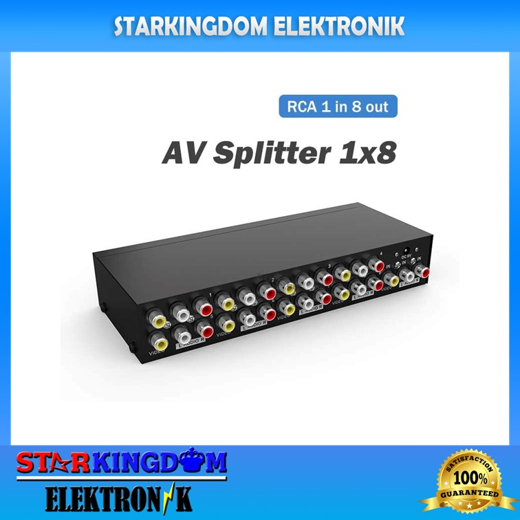 Jual Audio Video Splitter Distributor AV RCA 1 Input 8 Output 48Way ...