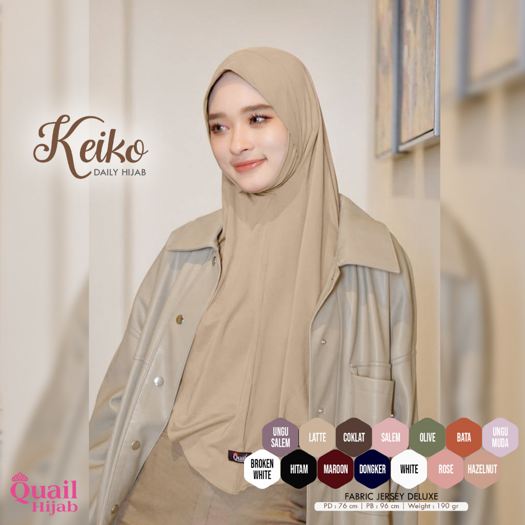 Jual KEIKO DAILY HIJAB, HIJAB CASUAL DAILY, HIJAB POLOS JERSEY, HIJAB ...