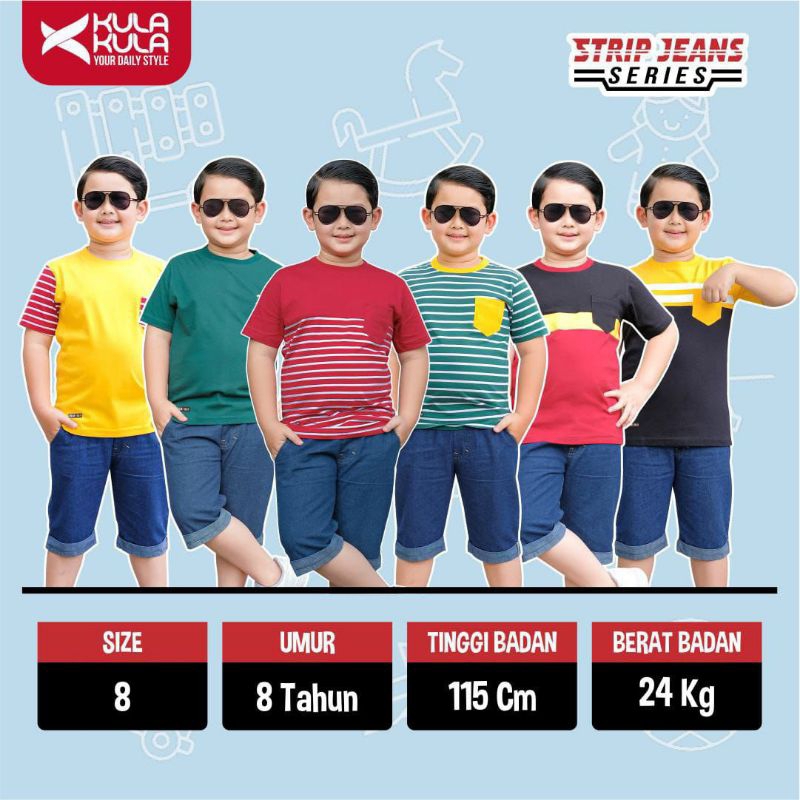 Jual 6-14T Strip Jeans Series by Kula Kula Kids / Setelan Jeans Distro ...