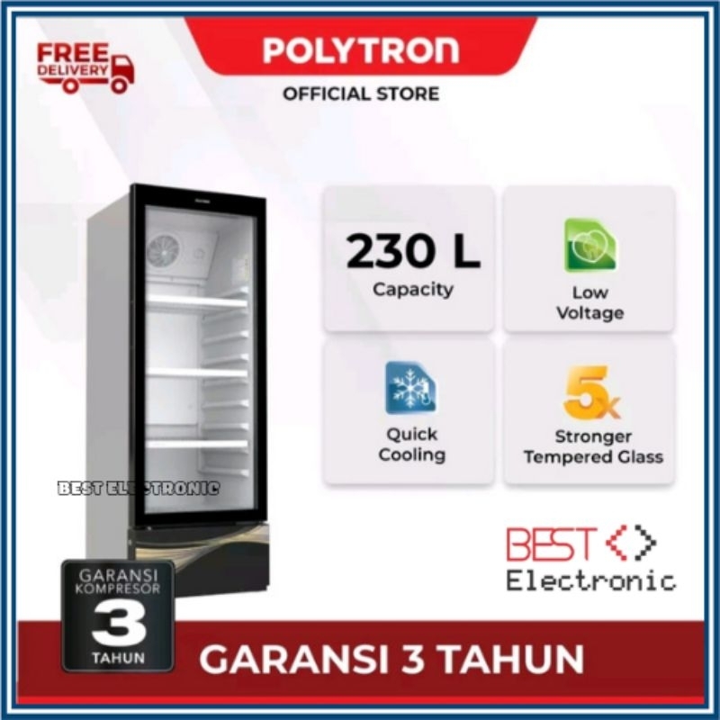 Jual SHOWCASE POLYTRON SCN 187 L 3 RAK DISPLAY COOLER KULKAS LOW WATT ...