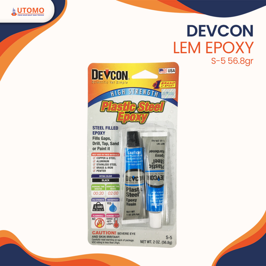 Jual LEM BESI DEVCON PLASTIC STEEL EPOXY TUBE S5 - ORIGINAL USA ...