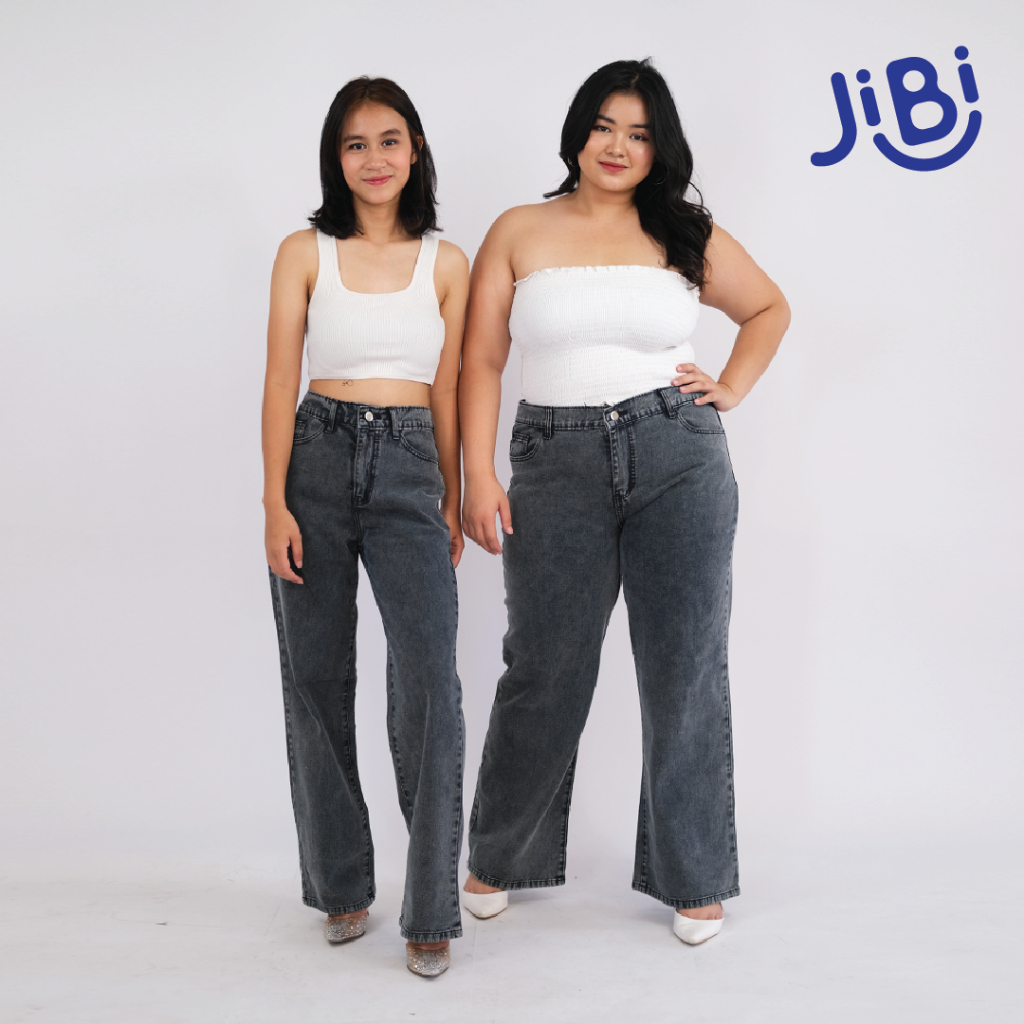 Jual JIBI - Chic Culottes Jeans - Snowgrey - Kulot Jeans | Shopee Indonesia
