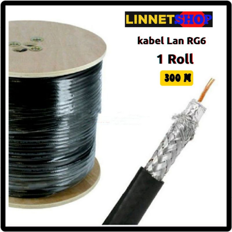 Jual Kabel Coaxial RG6 1 Roll 300 Meter TV Atene Parabola | Shopee ...