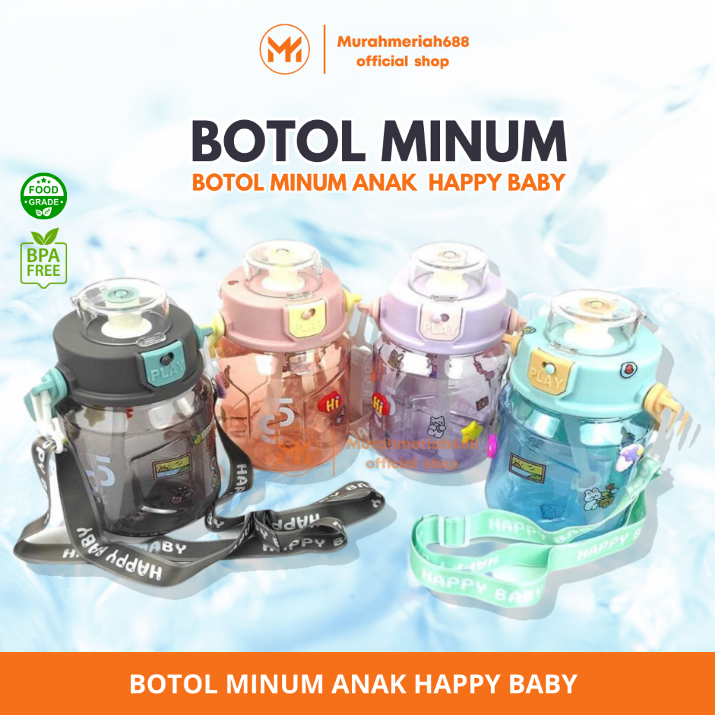 Jual MM - Botol Minum Bening Anak Karakter Angka HAPPY BABY - Botol ...
