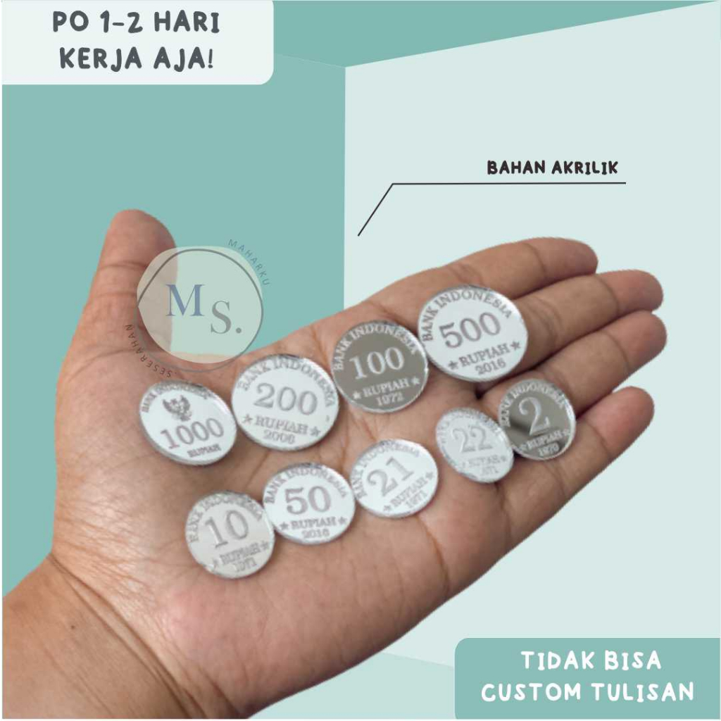 Jual READY Replika Uang Koin Kuno 22 rupiah bahan mahar akrilik silver ...
