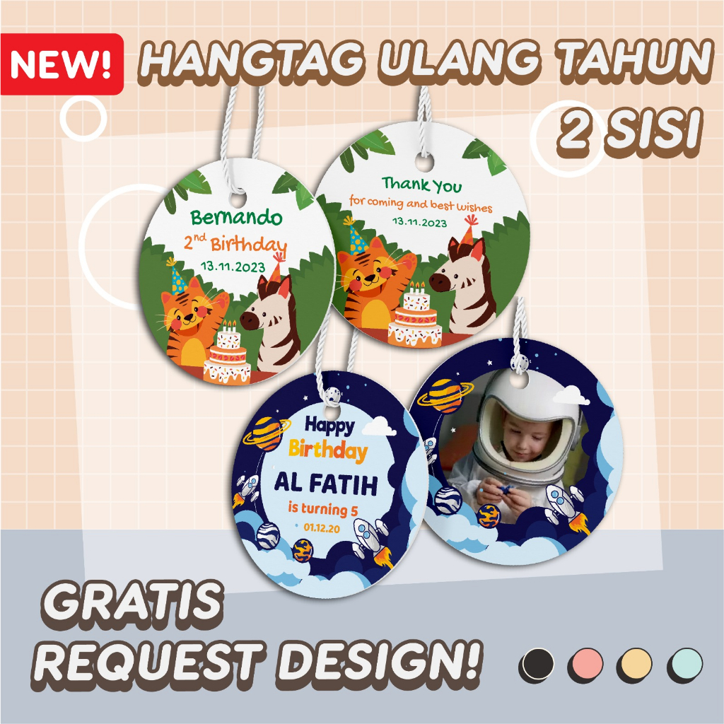 Jual Hang Tag Ulang Tahun Anak Bulat Custom 2 Sisi Tag Label Souvenir ...