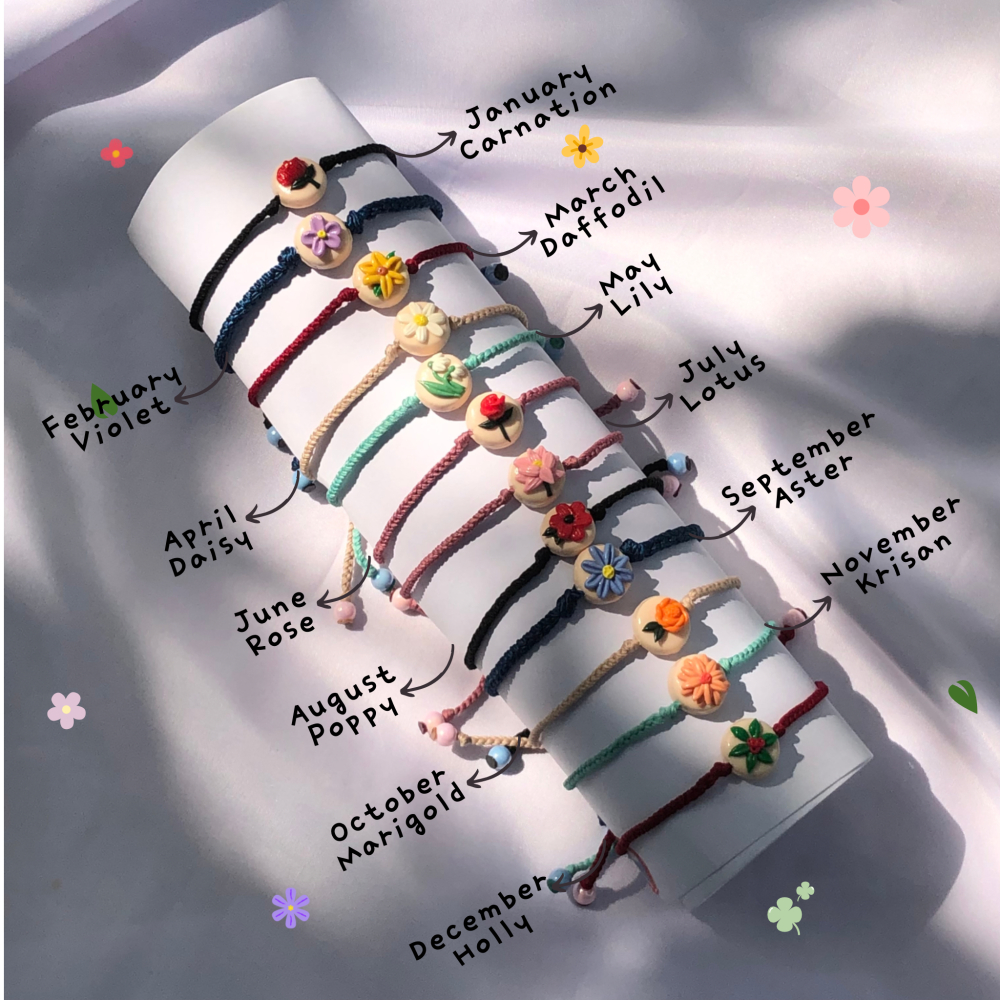 Jual SENYAMAN Birth Flower Clay Bracelet / Gelang Handmade | Shopee ...