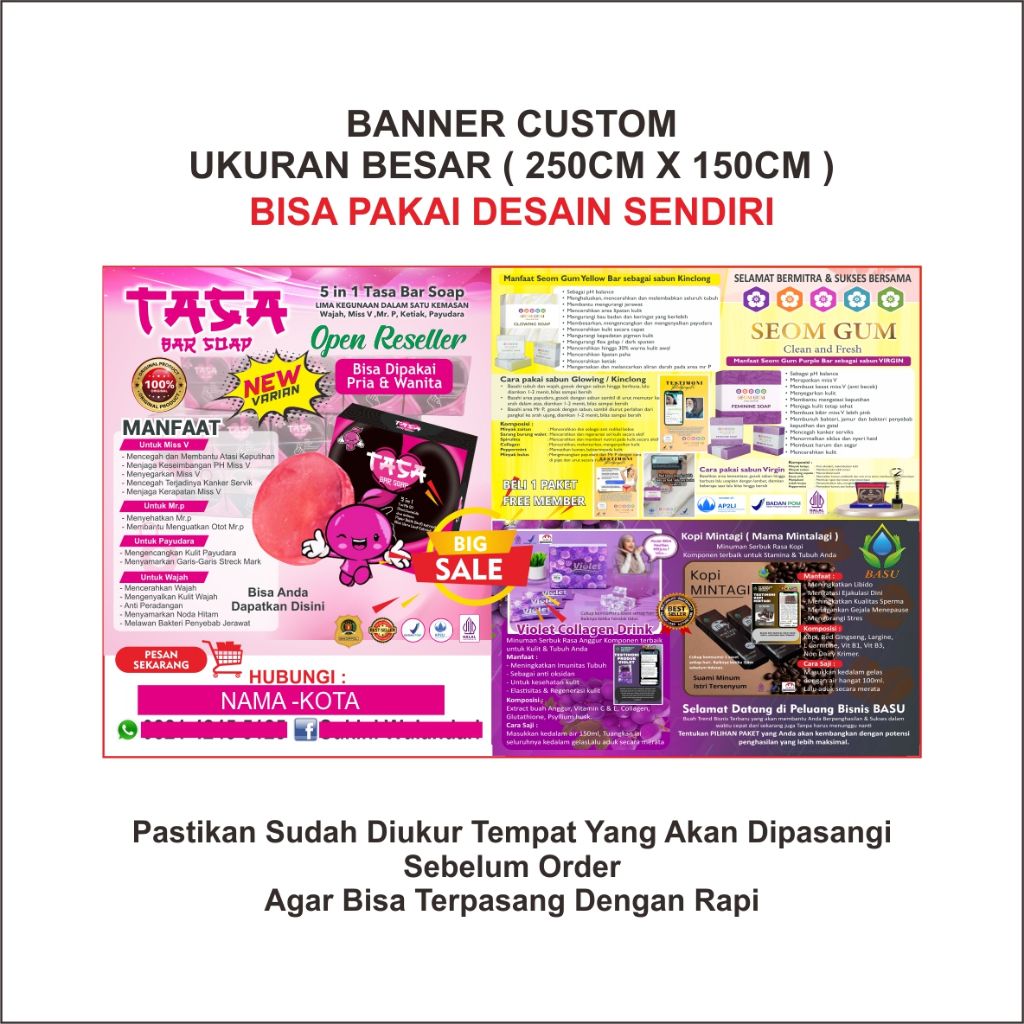 Jual Banner Spanduk Custom Ukuran Besar 250cm x 150cm | Shopee Indonesia