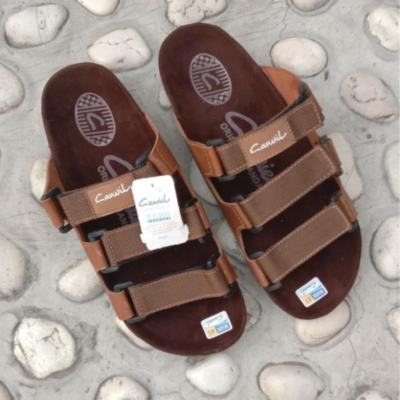 Jual (PROMO) SANDAL CARVIL KULIT PRIA KOKOP SANDAL CARVIL SLIDE SANDAL ...