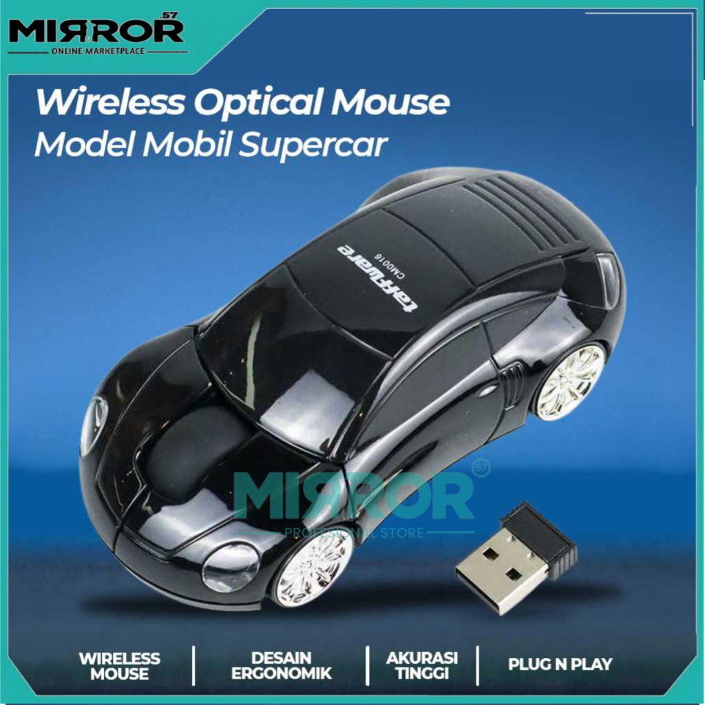 Jual Mouse Mobil Wireless Optical Mouse 2.4GHz Max DPI 1600 Plug n Play ...