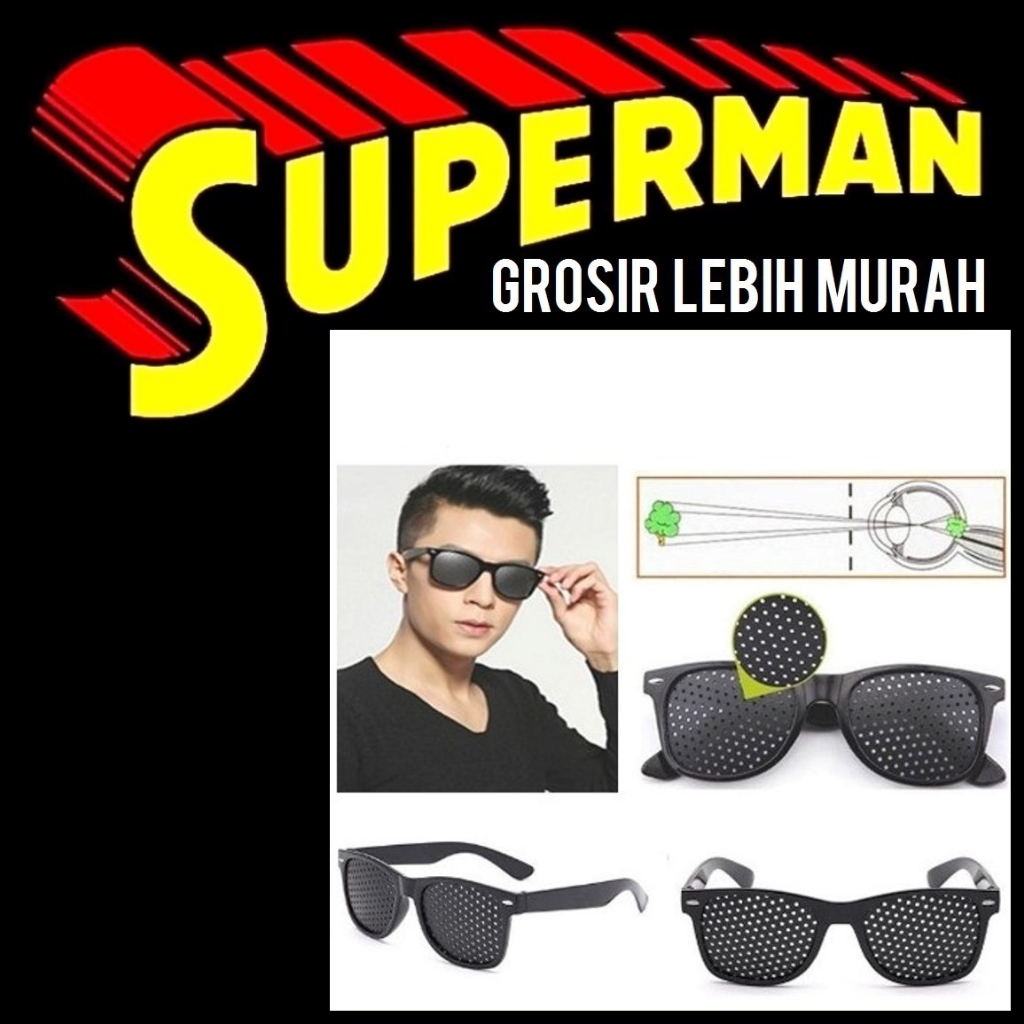 Jual (12L) KACAMATA KESEHATAN HITAM LUBANG terapi kaca mata lubang ...