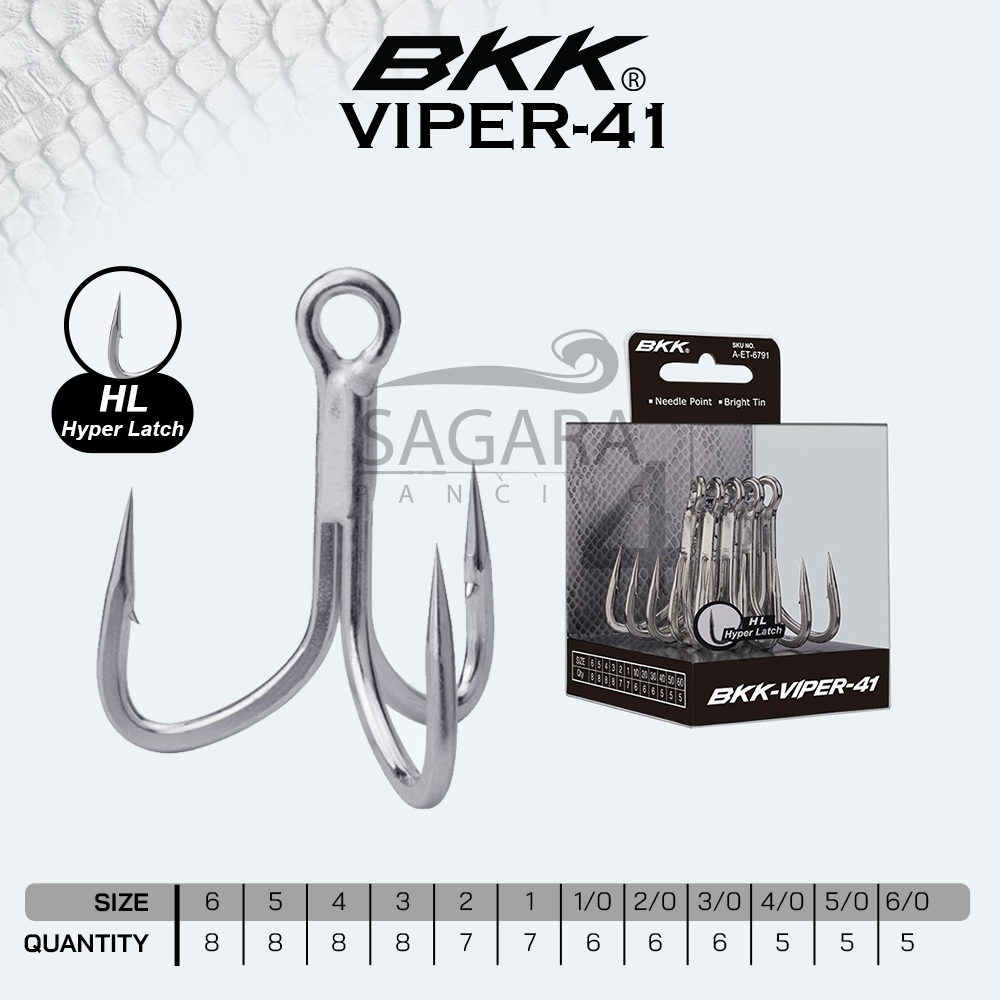 Jual Kail Pancing Treble Hook BKK Viper-41 4X Tripel Hook | Shopee ...