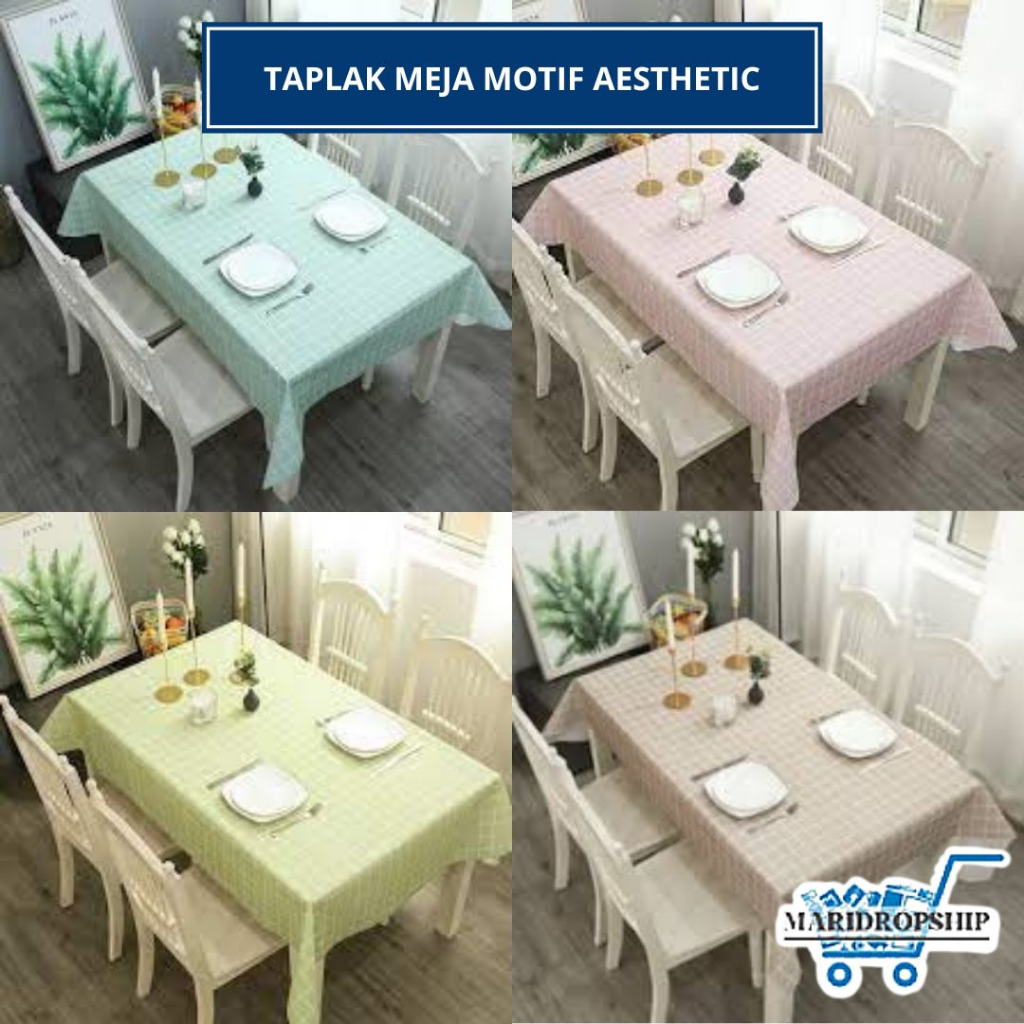 Jual TAPLAK MEJA MOTIF KOTAK AESTHETIC BAHAN PVC ANTI AIR MUDAH ...