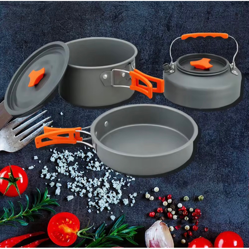 Jual Panci Penggorengan Berkemah Set Peralatan Masak Camping 2-3 Orang Portabel Lipat Aluminum ...