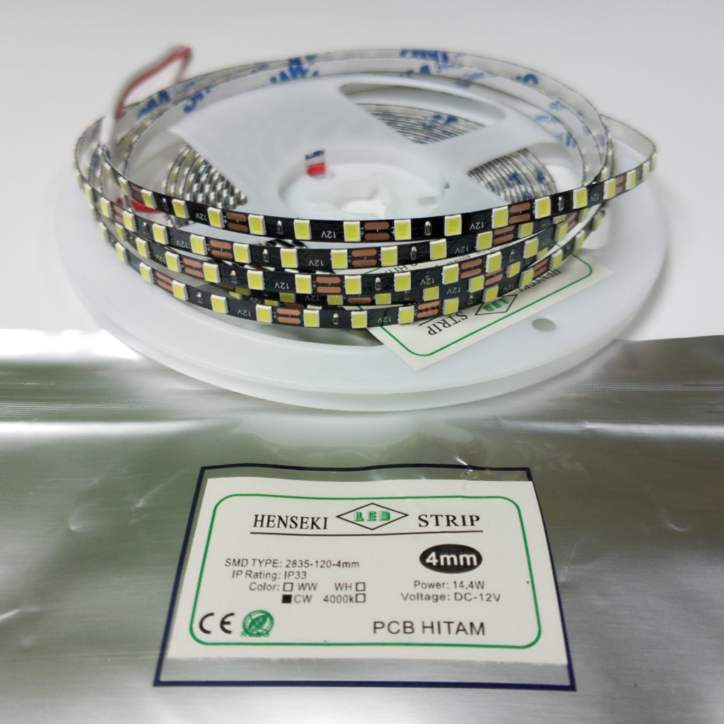 Jual LED STRIP 2835 4MM 14,4watt HENSEKI 12V PCB HITAM BERKUALITAS ...