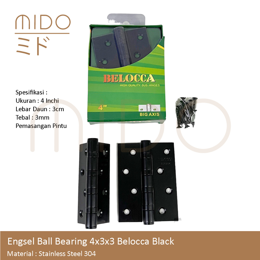 Jual Engsel Pintu Kayu Tebal Hitam 4" Inchi Stainless 304 4BB Bearing ...