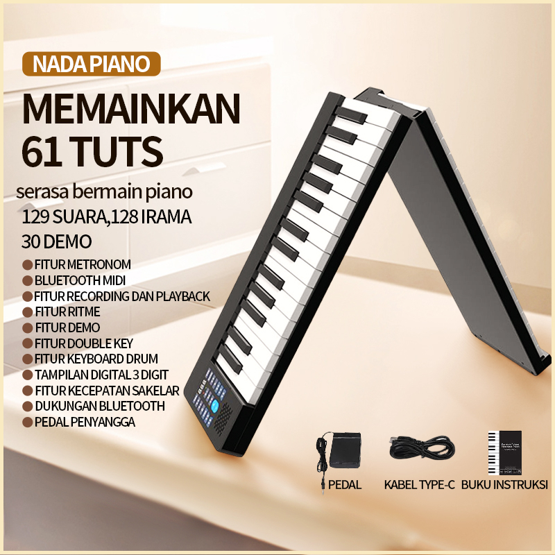 Jual Piano lipat elektrik 61 keys keyboard piano alat musik pianika ...